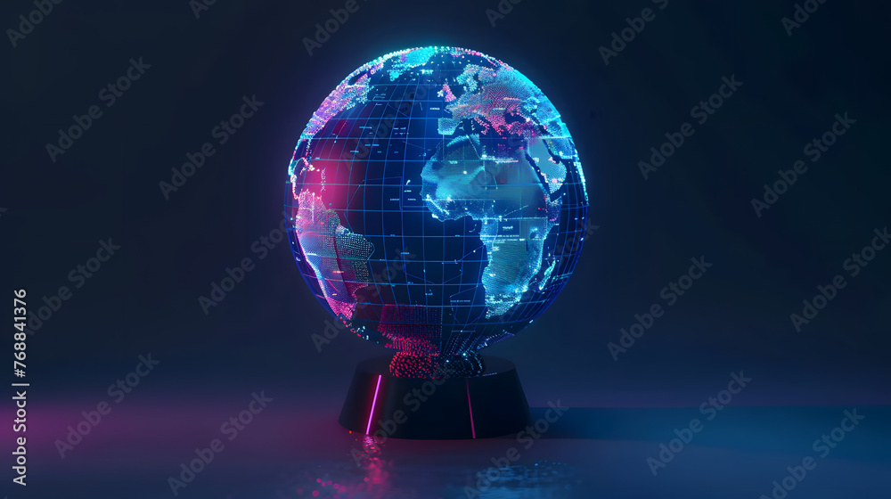 Illuminating Earth: A Digital Projection of a Globe Showcasing Global ...
