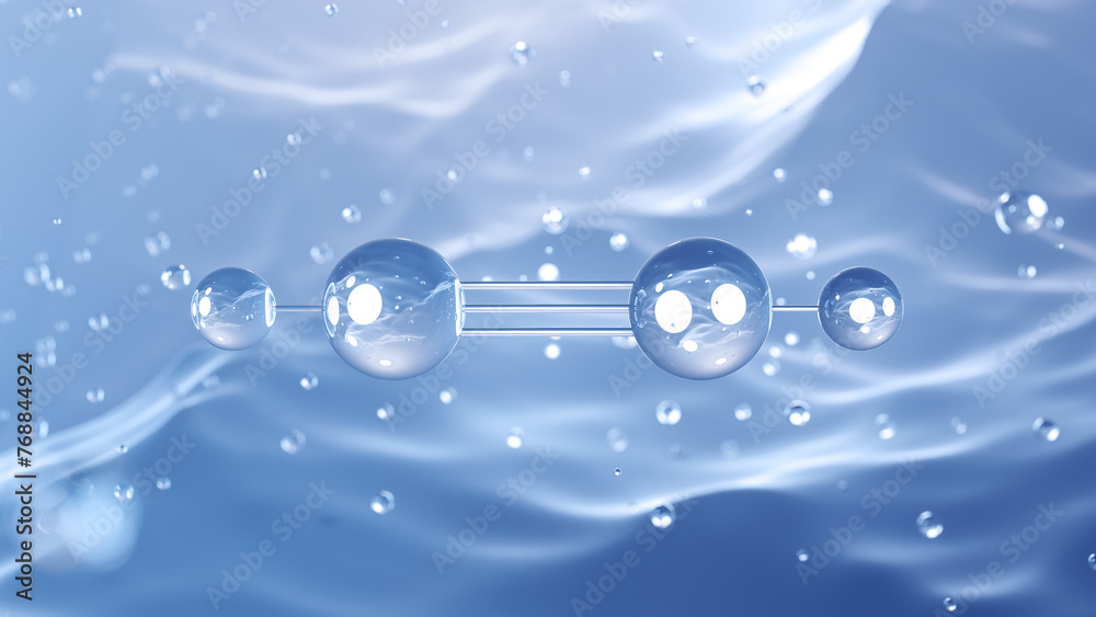 protonated hydrogen cyanide molecular structure, 3d model molecule ...