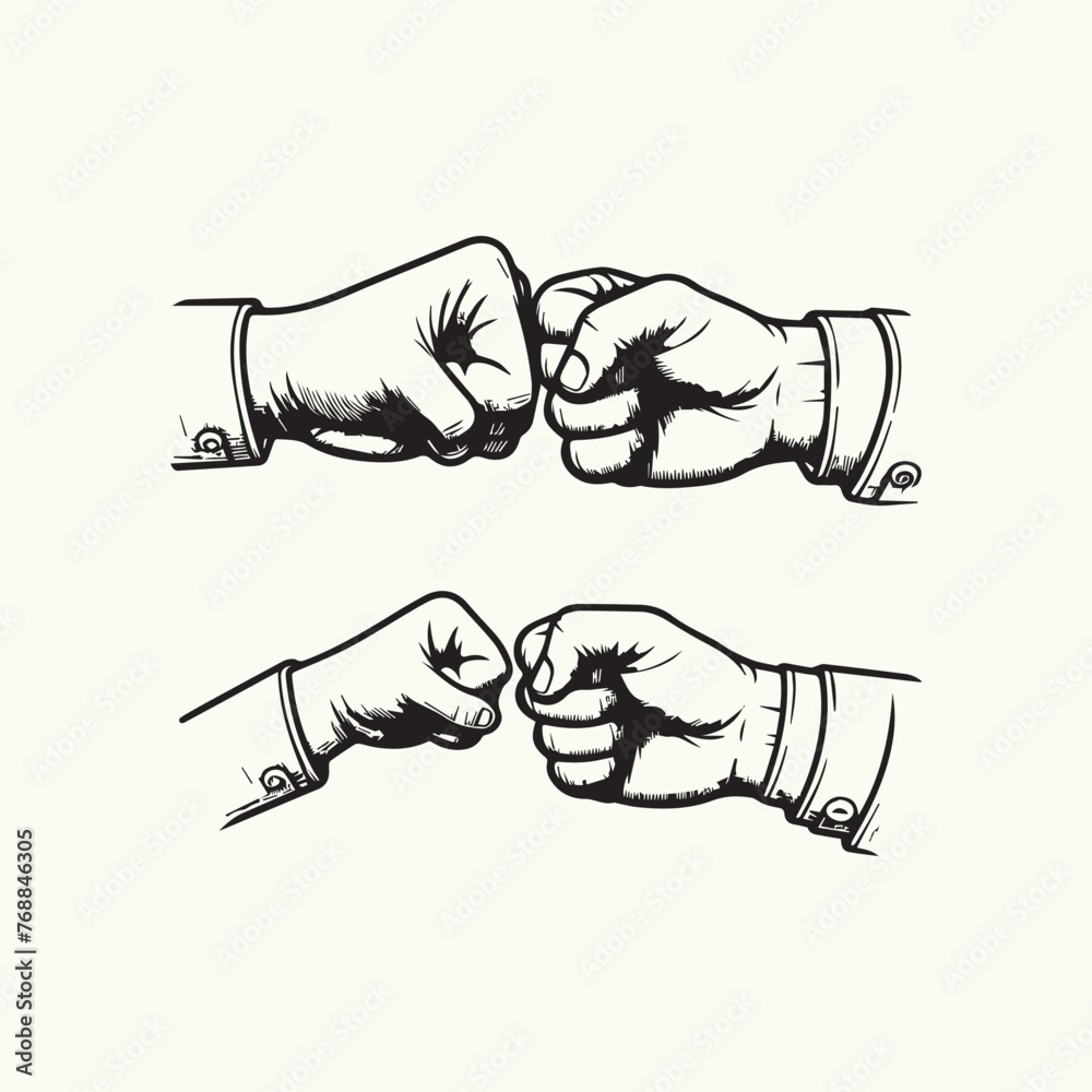 Fist bump hand illustrations. Fist bump. Hand drawn vector illustration ...