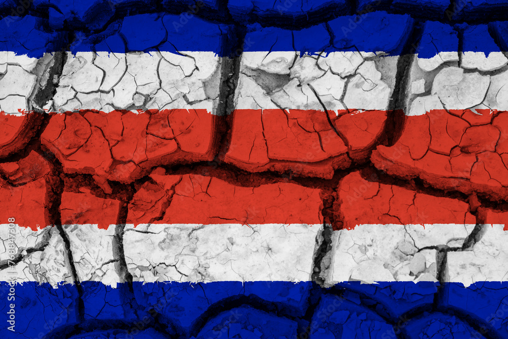 Dry soil pattern on the flag of Costa Rica. Country with drought ...