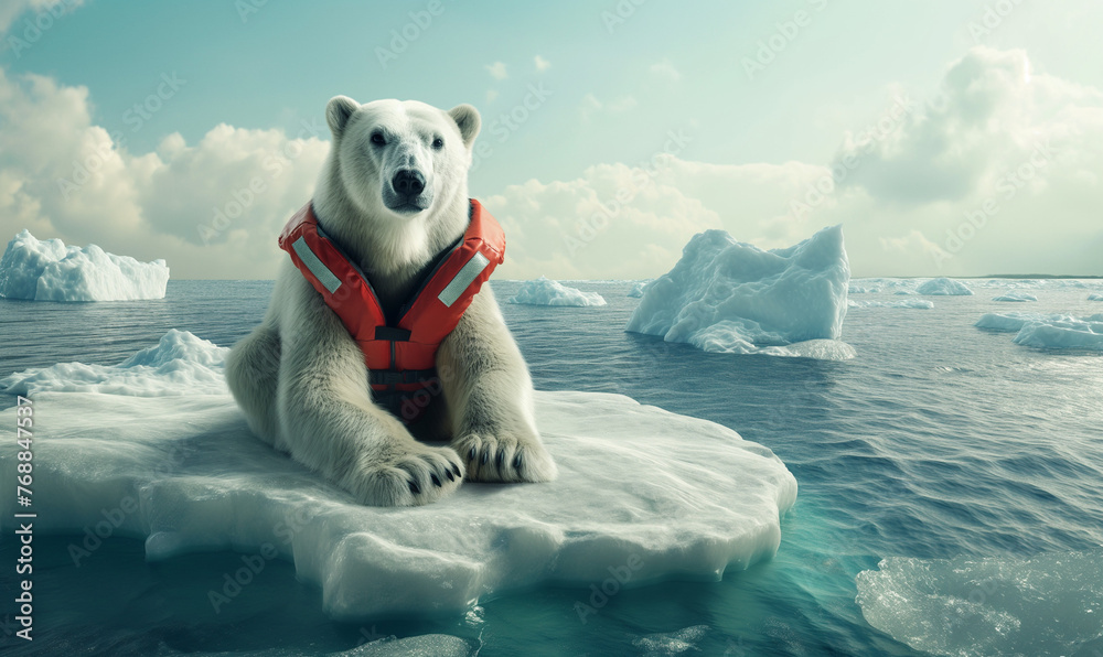 Polar Bear Clinging to a Shrinking Iceberg: A Stark Reminder of Climate ...