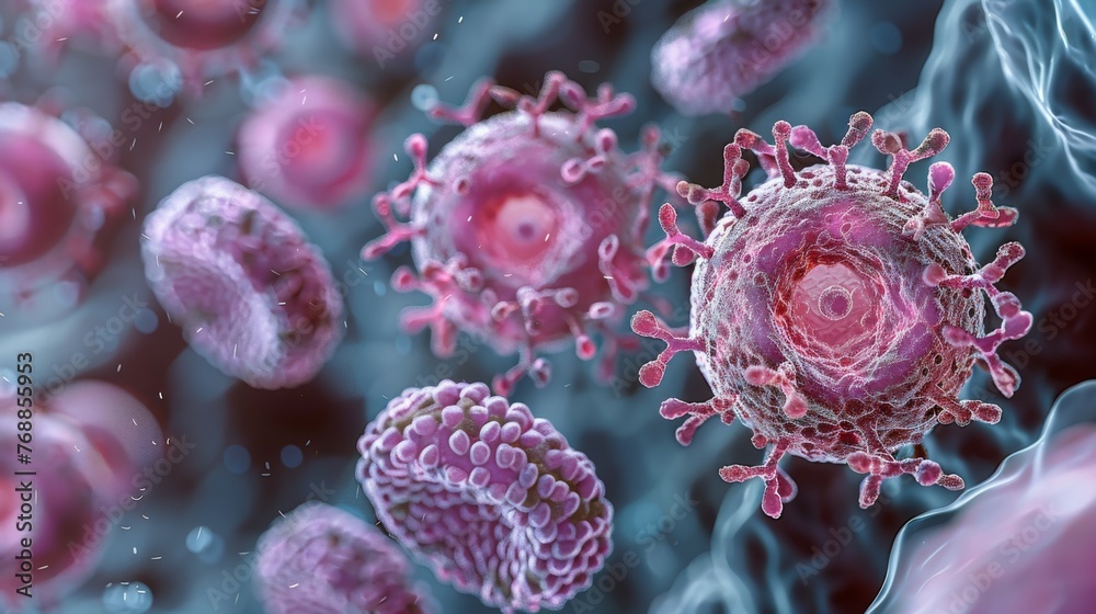 Close-up photography revealing the microscopic world of immune response ...