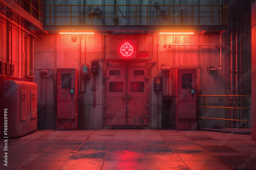 door inside a building, ship, nuclear reactor room, bunker, bomb ...