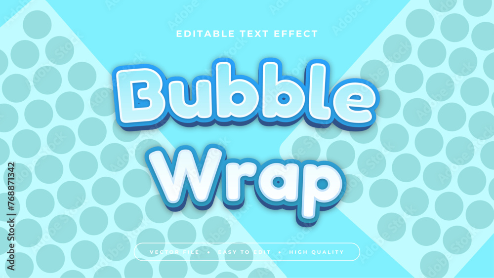 Blue and white bubble wrap vector 3d editable text effect - font style ...
