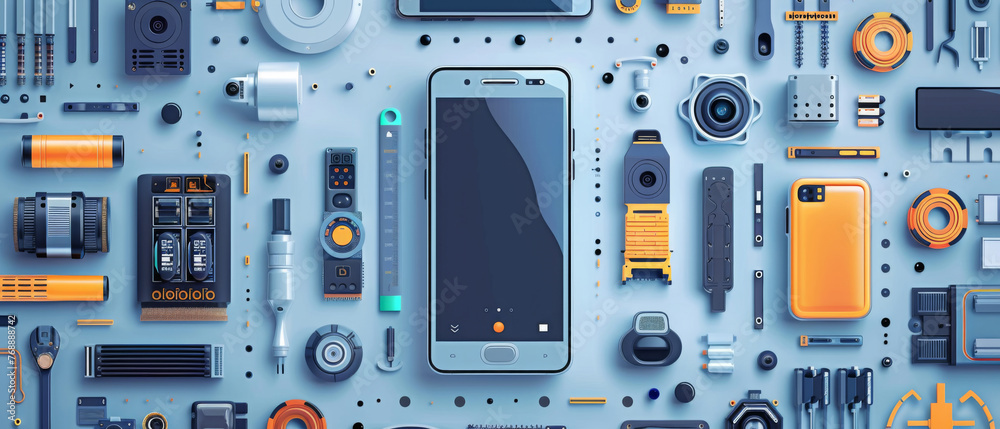 Photo & Art Print A detailed illustration of various disassembled ...