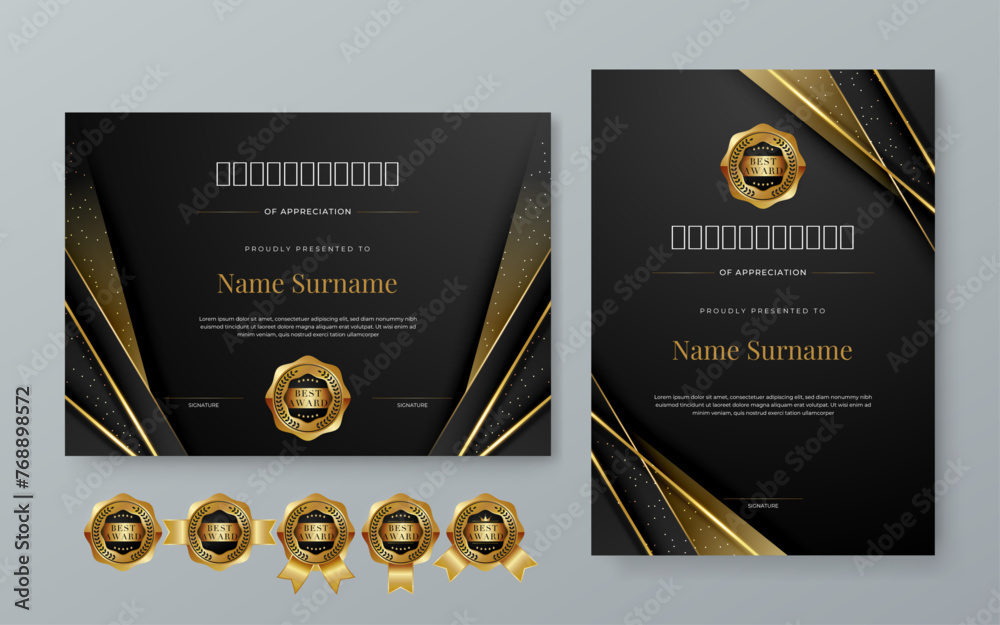 Black white and gold certificate design with luxury and modern ...
