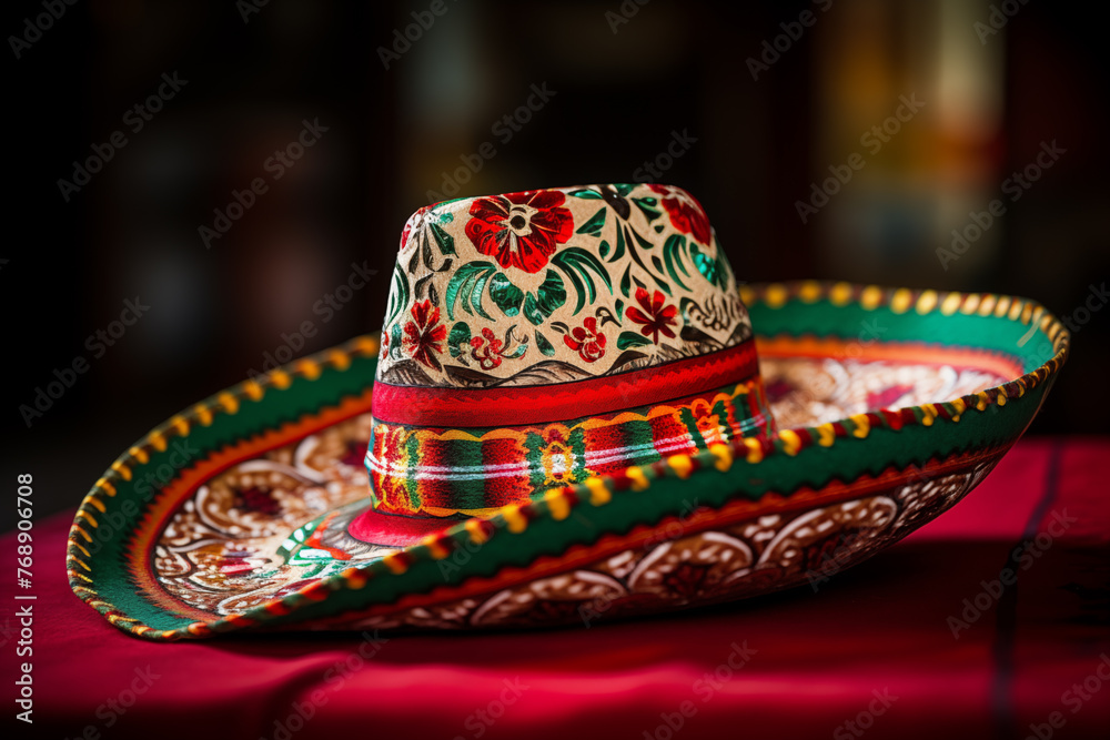 craftsmanship and detailing of a well-worn Mexican sombrero hat Stock ...