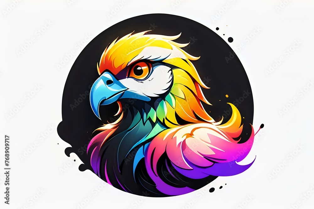 Colorful Eagle Essence. A striking eagle head illustration bursting ...
