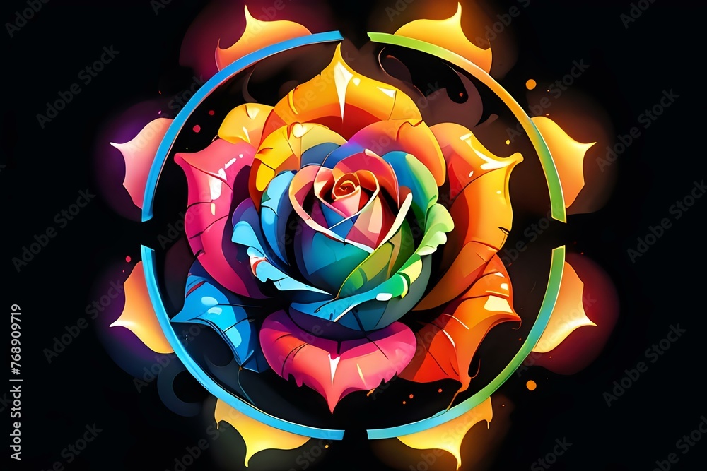 Chromatic Rose Brilliance. A radiant rose in a chromatic spectrum ...
