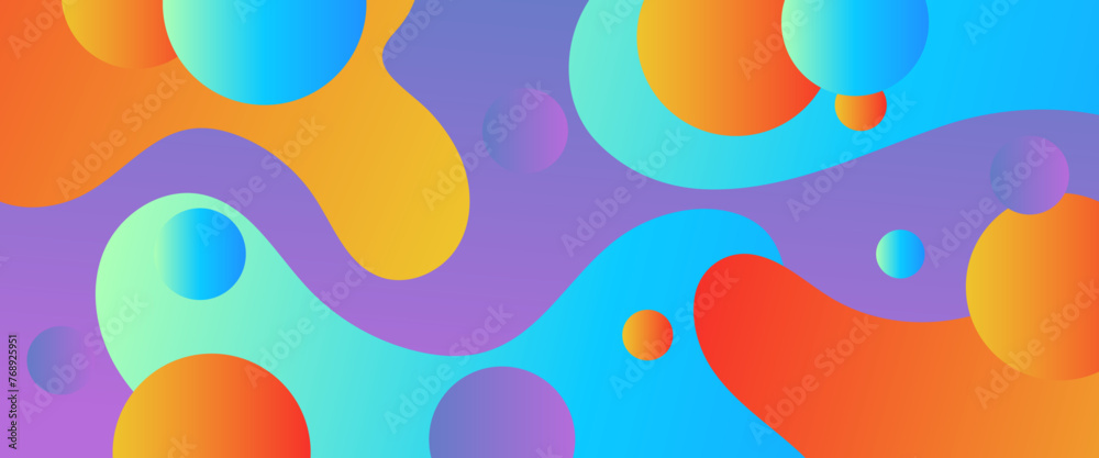Colorful vector simple gradient banner background with waves and liquid ...