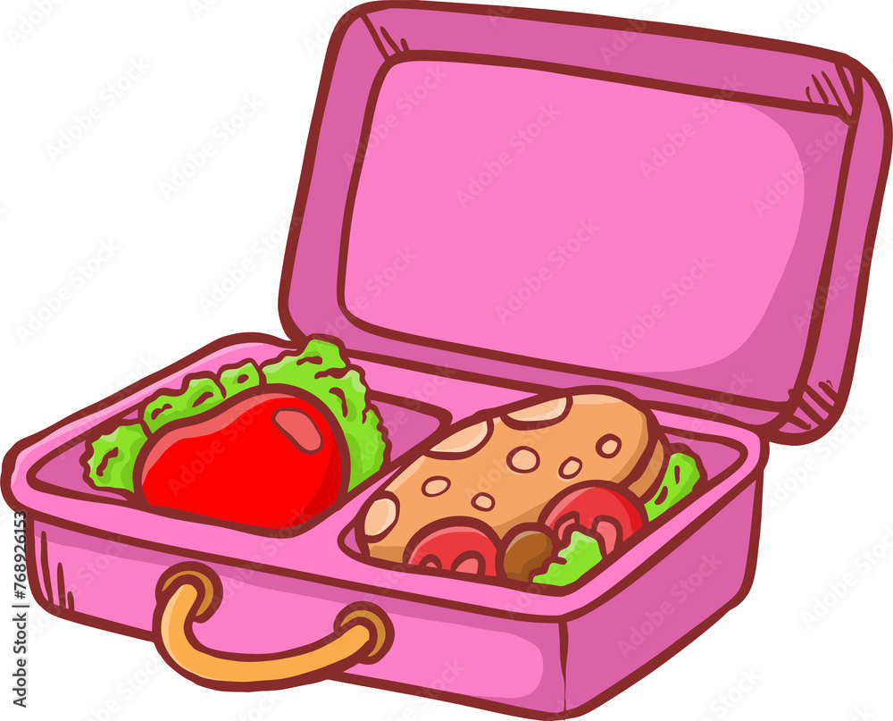 lunchbox cartoon hand drawn style color Stock Illustration | Adobe Stock
