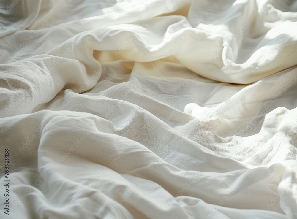White linen bed sheets, close up shot, no people, background, high ...
