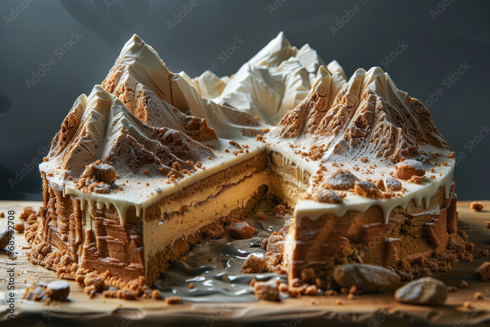 A whimsical cake featuring peaks of toasted meringue frosting layered ...