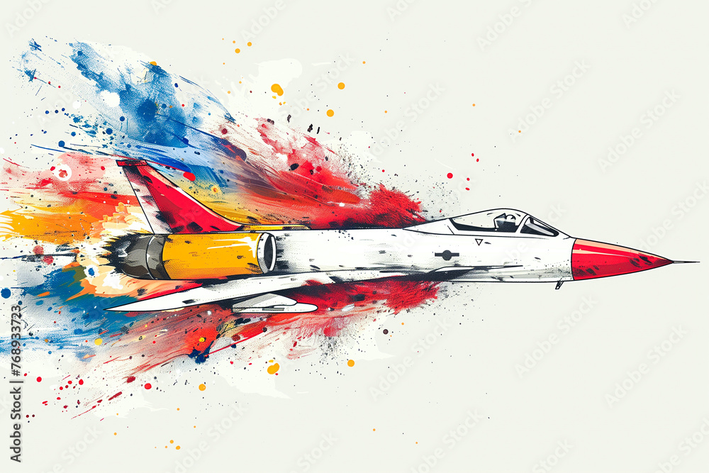 A vibrant illustration of sonic boom effects, with colorful sound waves ...