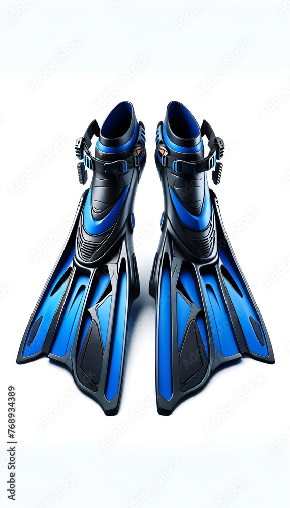 Professional Adjustable Diving Fins: 3D Render in Royal Blue, Royal ...