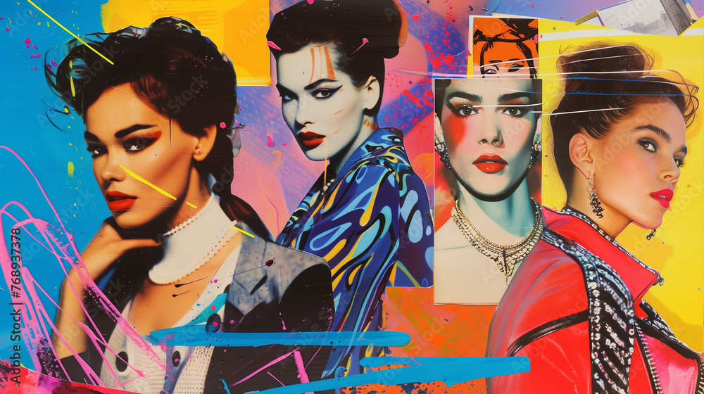 vibrant collage featuring iconic models and retro styles. Embrace the ...
