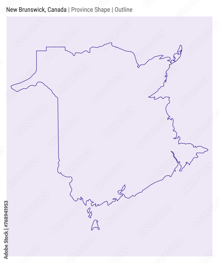 New Brunswick, Canada. Simple vector map. Province shape. Outline style ...