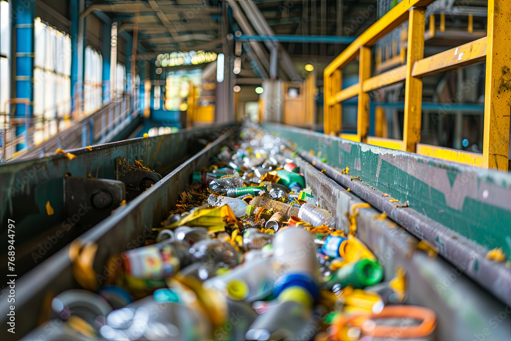 Operation of manual waste segregation. The process of sorting trash at ...