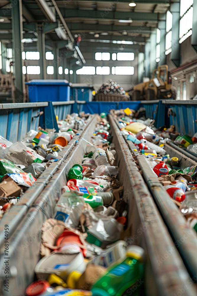 Operation of manual waste segregation. The process of sorting trash at ...