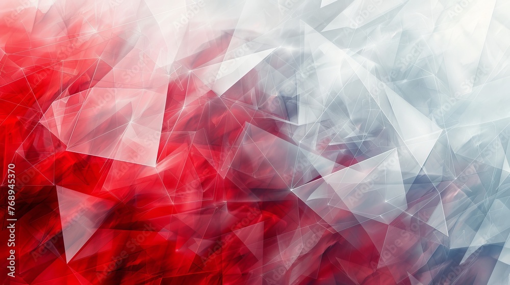 Abstract overlapping red and white triangles creating depth for modern ...
