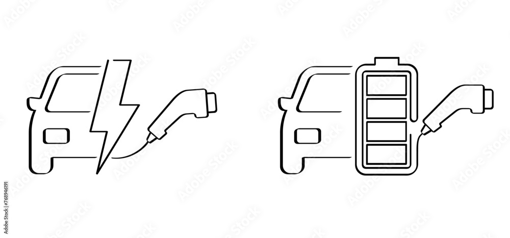 ev charger connector. Filling pump station, cable plugs for auto or car ...