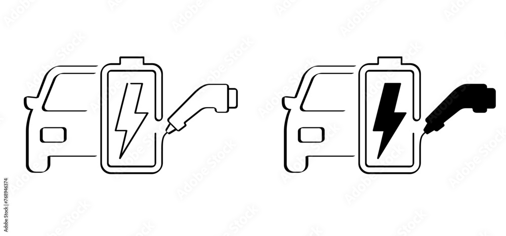 ev charger connector. Filling pump station, cable plugs for auto or car ...