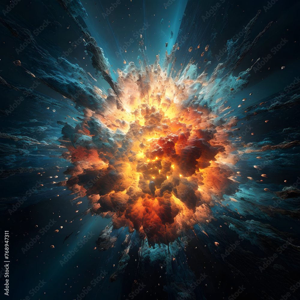 Cosmic Blast capturing the explosive blast energy released, heat and ...