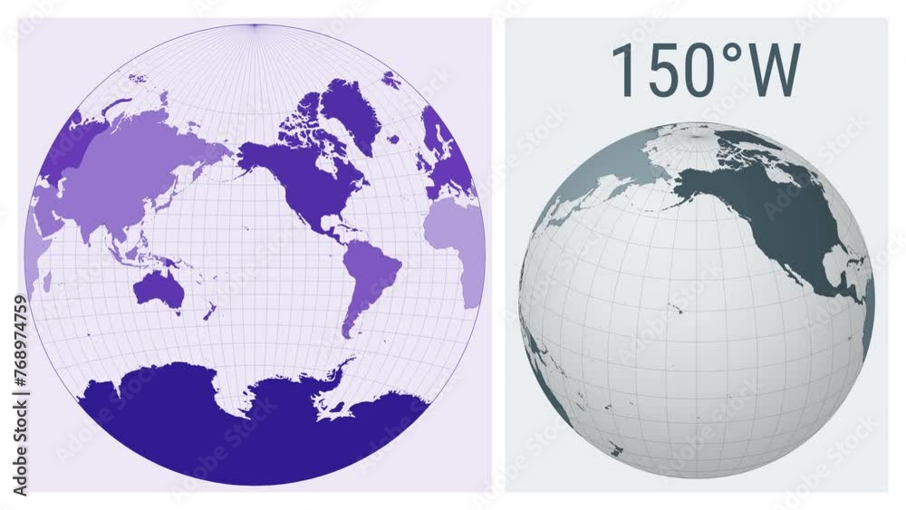 World Map Animation. Van der Grinten projection. Colored continents ...