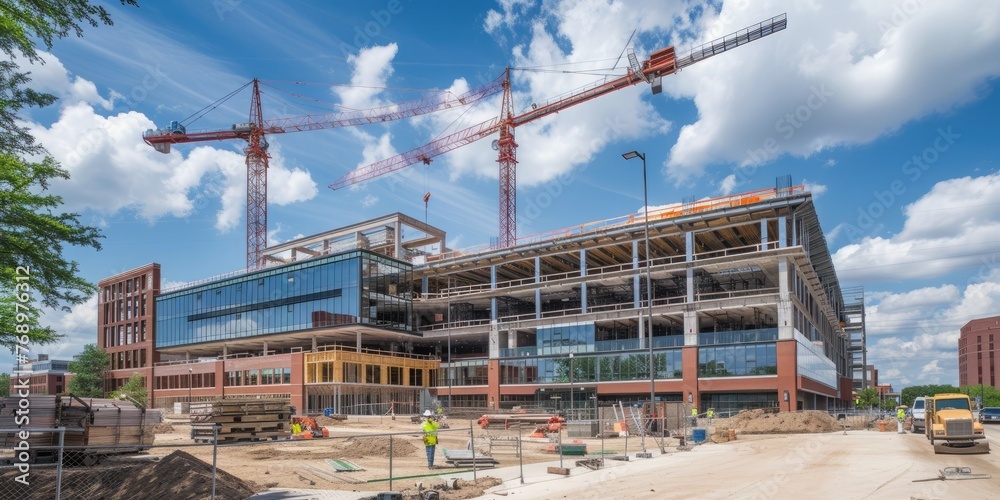Capture of a government building under construction, with towering ...