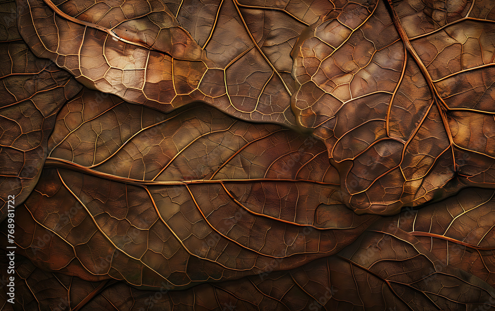 brown leaf texture, leaf background with veins and cells background ...