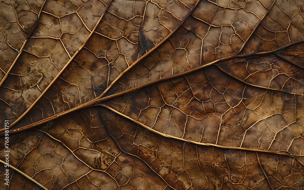brown leaf texture, leaf background with veins and cells background ...