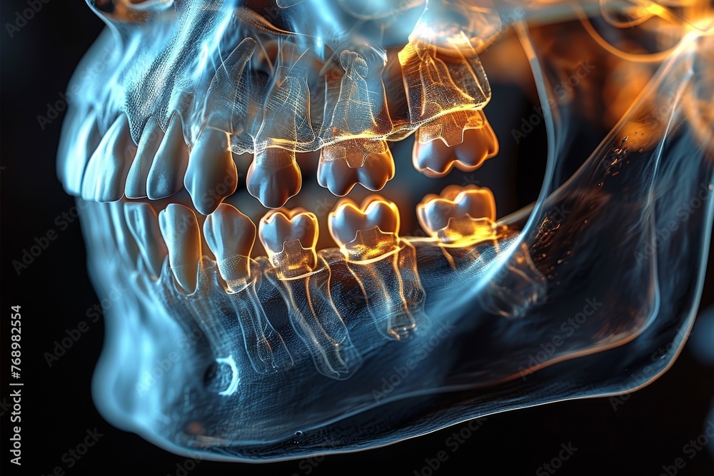 Precise dental x-ray displays human mouth and teeth in 3D clarity Stock ...