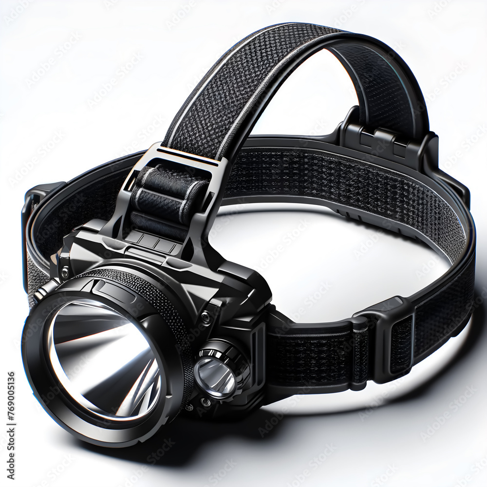 Long-Range LED Headlamp: Modern 3D Rendering in Black, Black LED ...