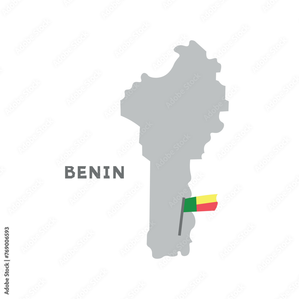 Benin vector map with the flag inside. Map of the Benin with the ...