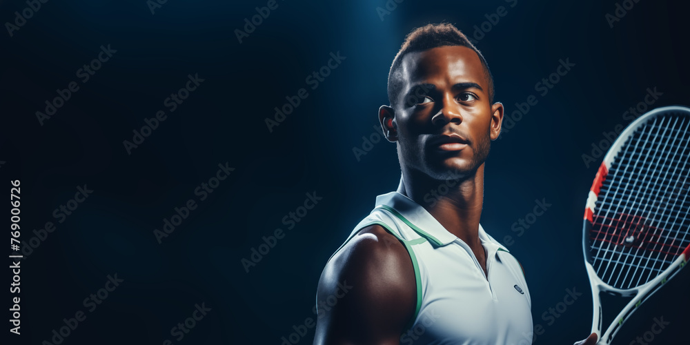 Handsome black man tennis player athlete. Sports, diversity and ...