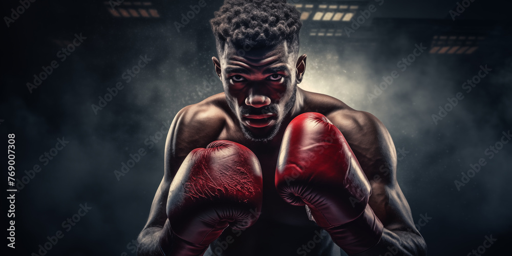 Handsome black man boxer athlete. Sports, diversity and inclusion ...