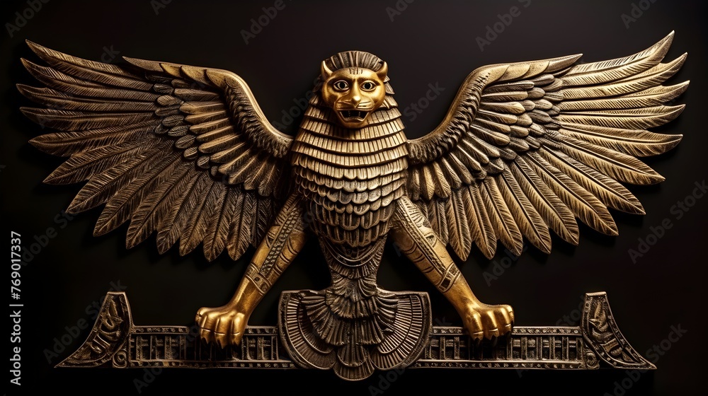 Majestic Winged Lion Statue - Ancient Babylonian Empire Symbol of ...
