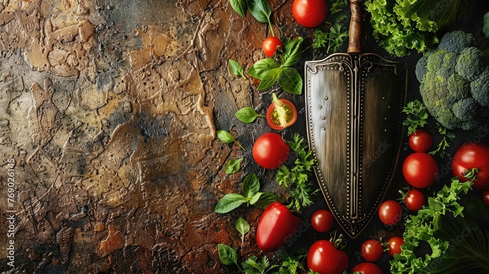 The shield and sword are like vegetables fighting against unhealthy ...