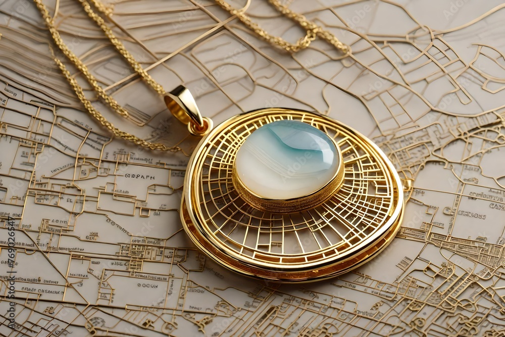 minimalistic pendant design, a complex and awesome wireframe filigree ...