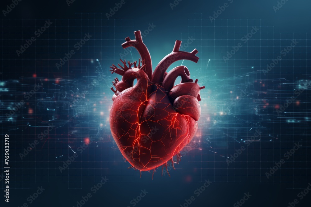 Human Heart Diagram, Ecg graph, heart attack concept Stock Illustration ...