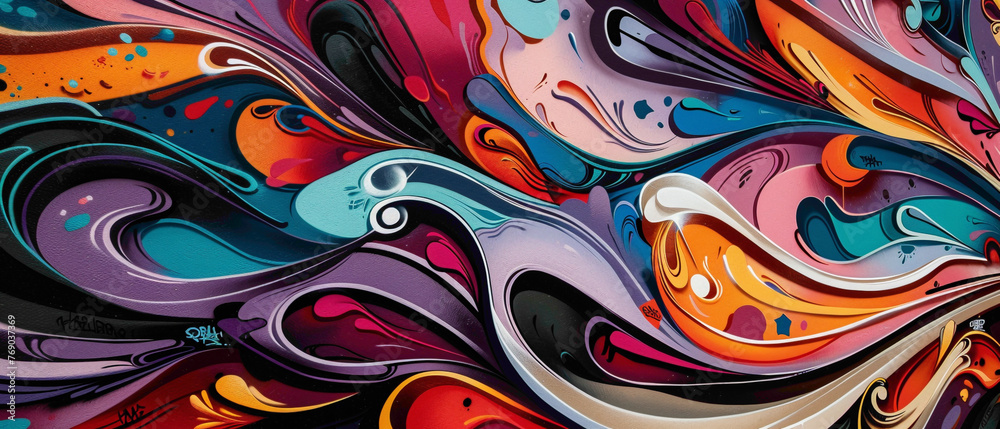 Swirling graffiti-style lettering merges with intricate abstract ...
