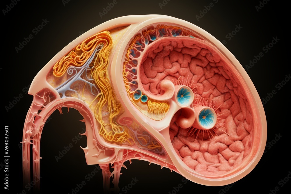 Human ear cross section anatomy on scientific background. Stock Photo ...
