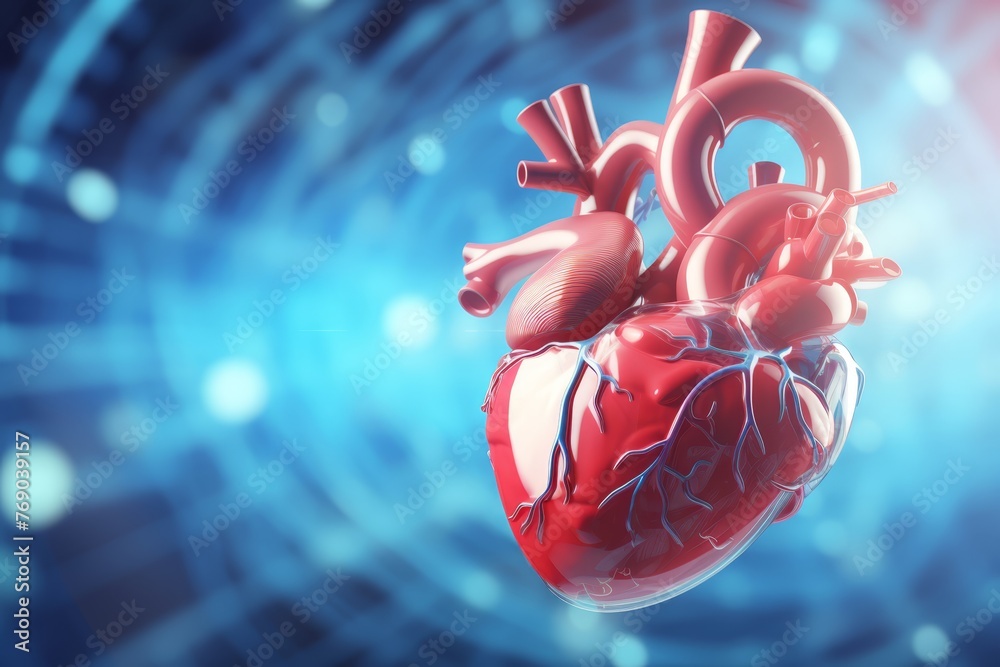 Human heart anatomy on medical stethoscope background. 3d illustration ...