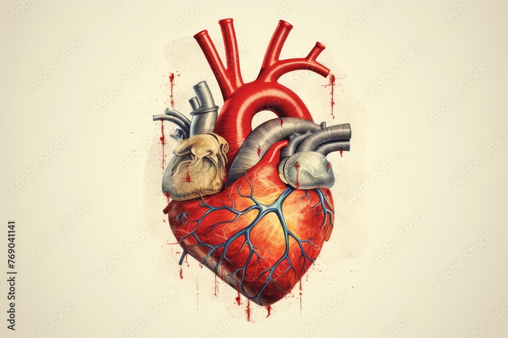 Human heart cross section on scientific background. Stock Photo | Adobe ...