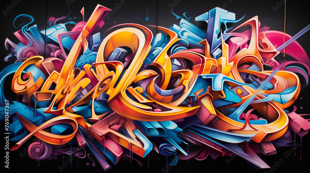 Graffiti-style lettering takes center stage in a mesmerizing street art ...