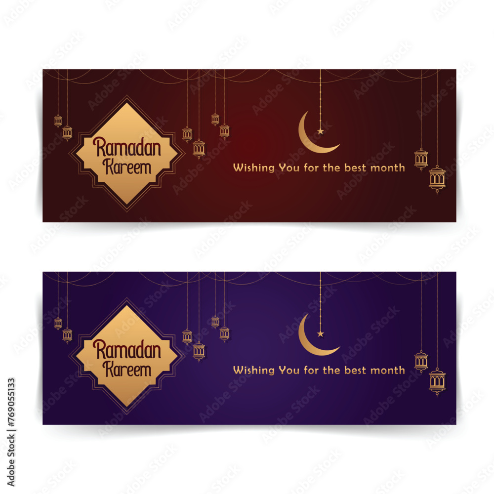 Vector illustration of Ramadan kareem Facebook cover banner mockup ...