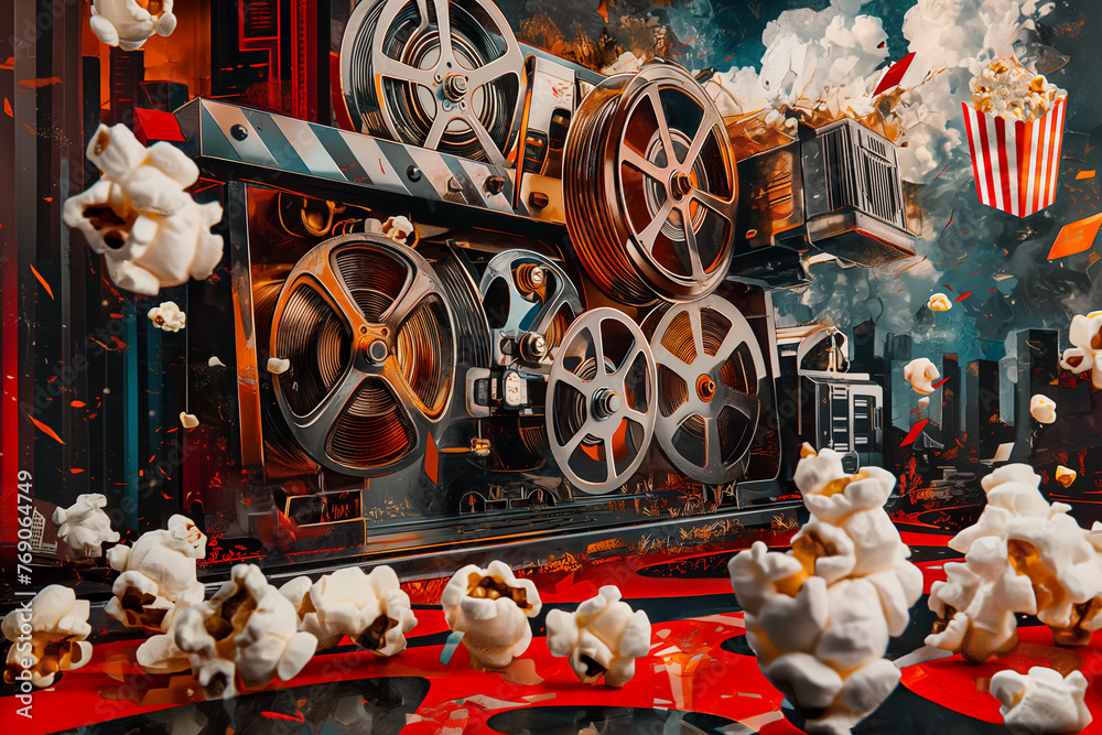 Explore the charm of vintage cinema with this collage featuring old ...