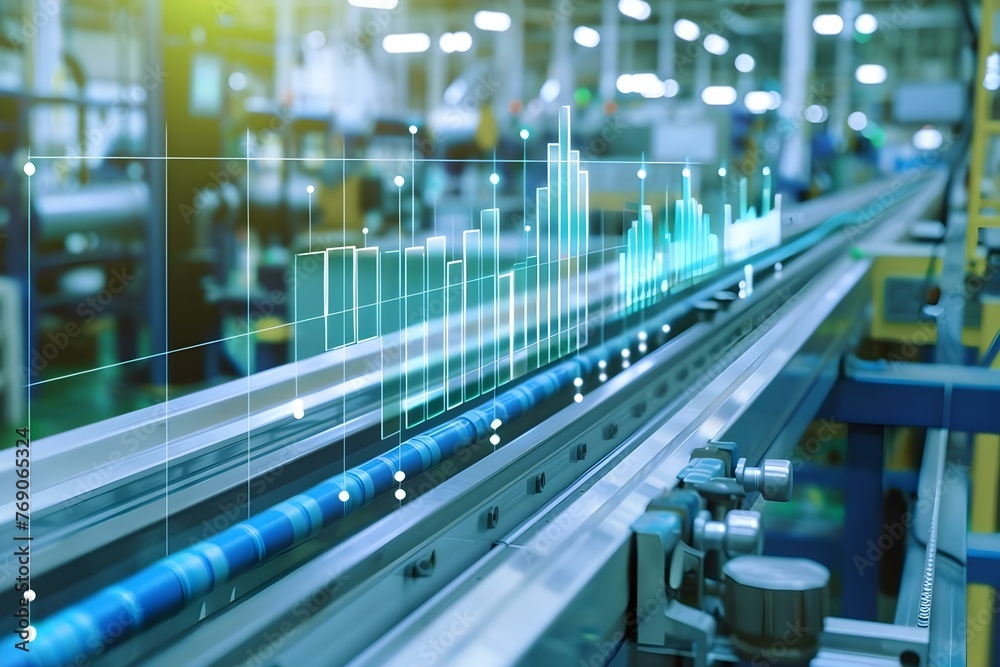 A chart showing production data evaluation with performance indicators ...