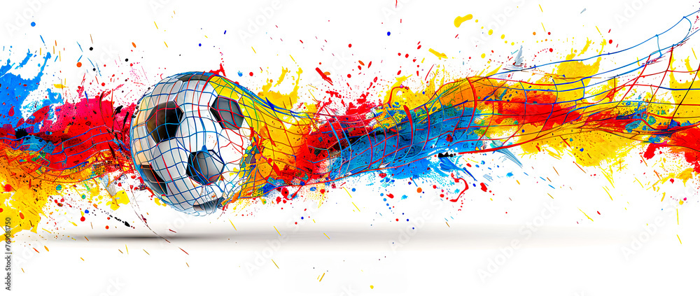 EM 2024 Soccer Football Fever Abstract Artistic Explosion with Ball ...