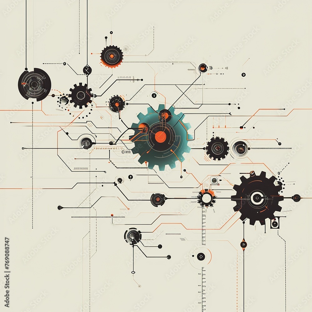 Evolution of technological innovation and research, featuring a ...